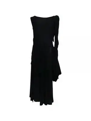 Yohji Yamamoto Cotton Jersey Draped Ruffled Dress