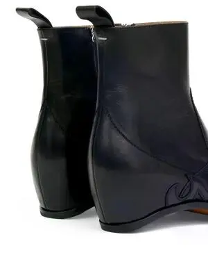 MAISON MARGIELA Embroidered Leather Ankle Boots - Black