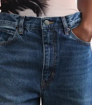 FRAME The Bow High-rise Barrel-leg Jeans - Blue