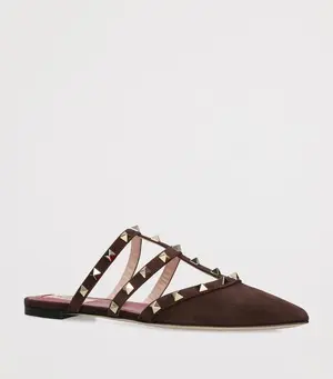 Valentino Garavani Suede Rockstud Mules - Brown