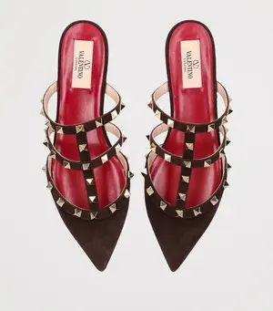Valentino Garavani Suede Rockstud Mules - Brown