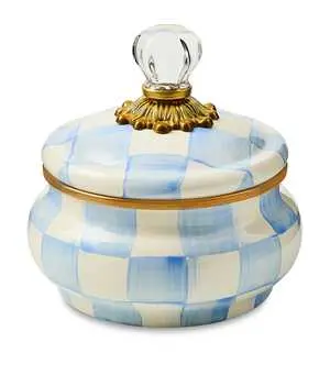 MACKENZIE-CHILDS Sky Check Squashed Pot - Blue