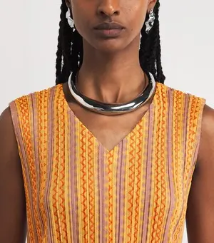 Issey Miyake Cotton-blend Zigzag Midi Dress