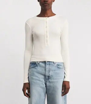 Citizens Of Humanity Varra Ribbed Henley T-shirt - Ivory