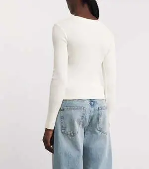 Citizens Of Humanity Varra Ribbed Henley T-shirt - Ivory