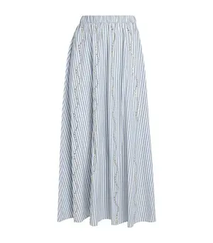 Sandro Rhinestone Embellished Striped Maxi Skirt