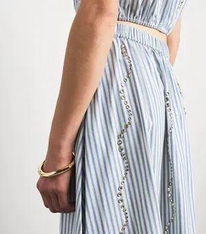 Sandro Rhinestone Embellished Striped Maxi Skirt