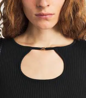 Sandro Ribbed Cut-out Knit Top