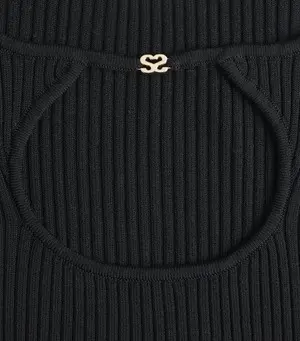 Sandro Ribbed Cut-out Knit Top
