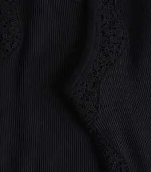 Sandro Lace-detail Ribbed Tank Top - Black