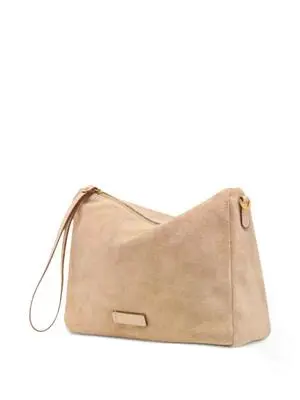 GIANNI CHIARINI Medium Suede Logo Plaque Clutch Bag