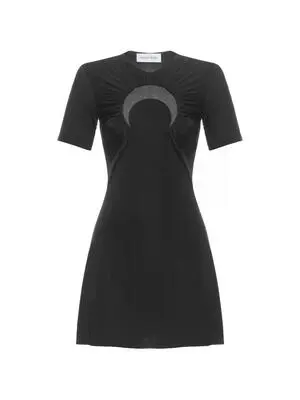 MARINE SERRE Moon Detail Gathered Mini Dress - Black
