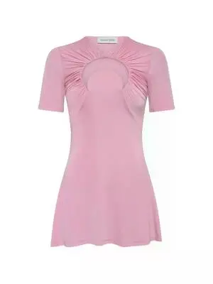 MARINE SERRE Moon-motif Gathered Mini Dress - Pink