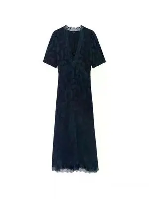Zadig&Voltaire Lace-trimmed Jacquard Midi Dress - Blue