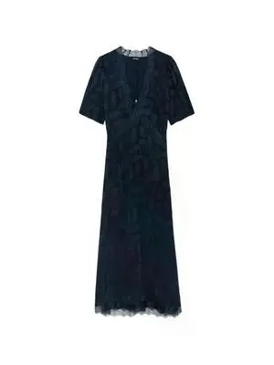 Zadig&Voltaire Lace-trimmed Jacquard Midi Dress - Blue