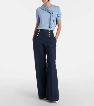 Carolina Herrera Alba Cotton-blend Wide-leg Trousers