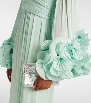 Costarellos Ruffled Georgette Gown