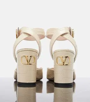 Valentino Garavani Fawcette Croc-effect Leather Sandals