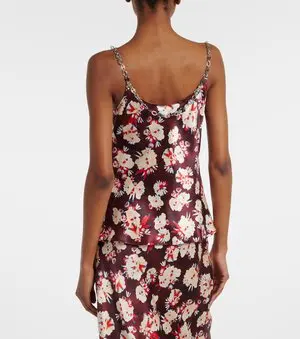 Rabanne Chain Detail Floral Silk Satin Top - Multicoloured