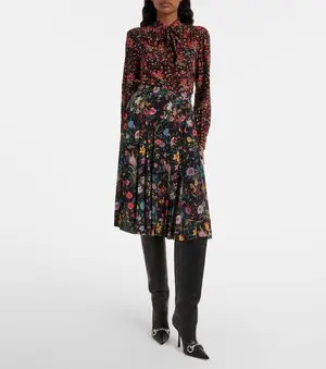Gucci Bow-detail Floral Silk Blouse