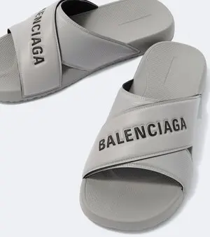 Balenciaga Sporty Pool Slides - Grey