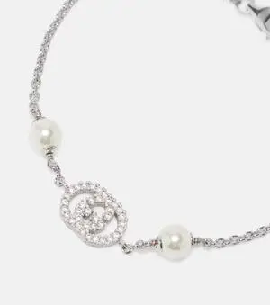 Gucci Interlocking G Embellished Chain Bracelet With Pearls And Crystals