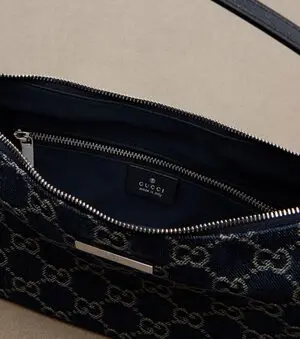 Gucci Lady Lunetta Small Gg Denim Shoulder Bag