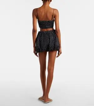 Faithfull The Brand Lucia Polka-dot Linen Shorts - Black