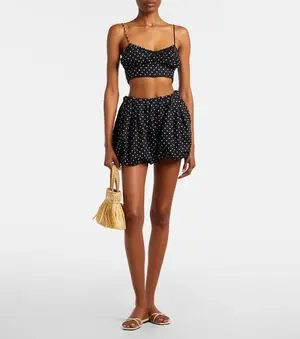 Faithfull The Brand Lucia Polka-dot Linen Shorts - Black