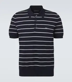 Prada Striped Cotton Polo Shirt - Blue