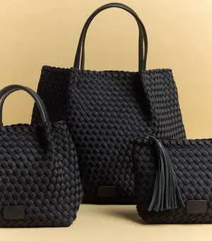 Harrods Neoprene Woven Pouch With Leather Wristlet