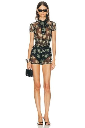 Dolce & Gabbana Sheer Floral Print Romper - Black