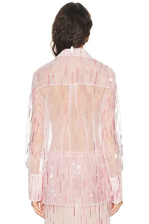 MAY MASHIAH Emilia Embellished Sheer Shirt - Peony