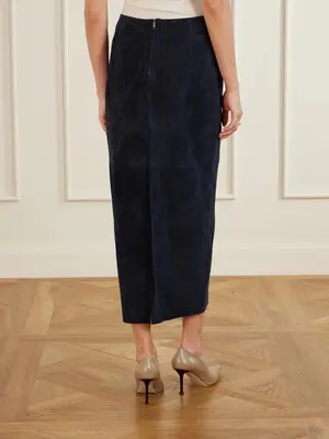 Nour Hammour Selly Suede Midi Skirt