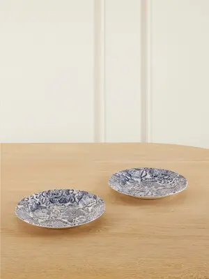 Ralph Lauren Burleigh Faded Peony Set Of Two Painted Earthenware Plates - Multi