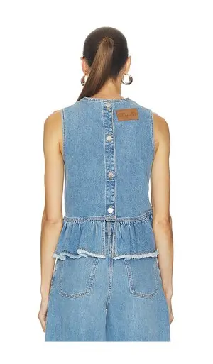 Baum Und Pferdgarten Madinel Denim Top With Frayed Hem