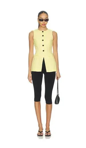 ALIGNE Leo Linen Mix Waistcoat - Lemon