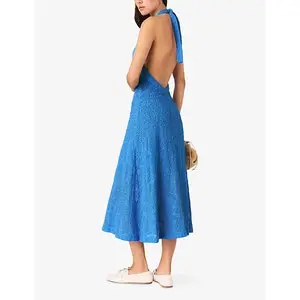 Maje Backless Floral-guipure Cotton Midi Dress