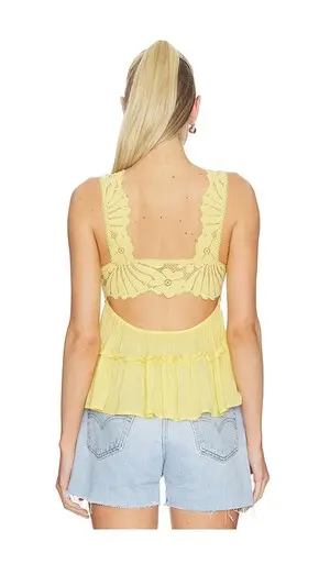 Free People Petal Party Lace Trimmed Top - Yellow