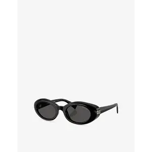 Miu Miu Oval-frame Acetate Sunglasses - Black