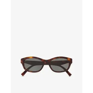 Saint Laurent Rectangle Acetate Sunglasses - Brown