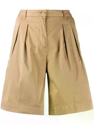 Woolrich Cotton Pleated Wide-leg Shorts - Neutrals