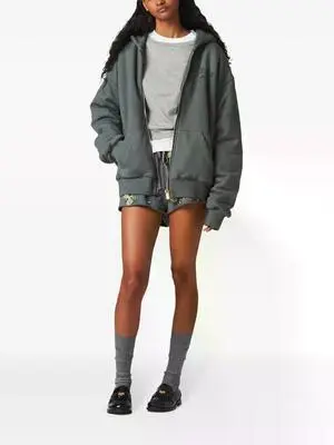 Miu Miu Floral Embroidered Cotton Jersey Shorts