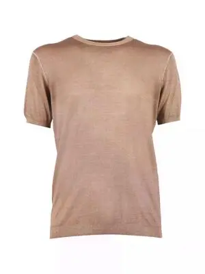 BRANDO Fine-knit Short-sleeve T-shirt - Brown