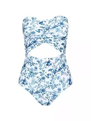 DAZE DAYZ Floral Print Halterneck Swimsuit - Blue