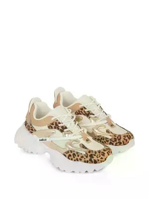 GAELLE PARIS Leopard Panel Lace-up Sneakers