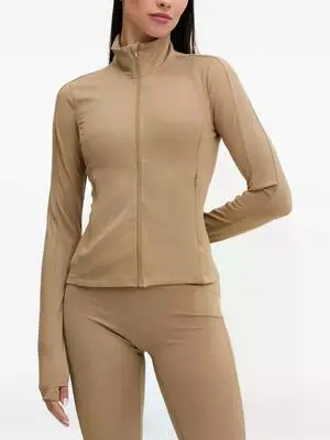 CASALL High Neck Zip-up Jacket With Thumb Slots - Neutrals