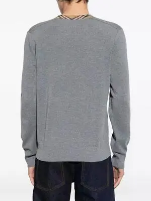 Burberry V-neck Check Trim Sweater
