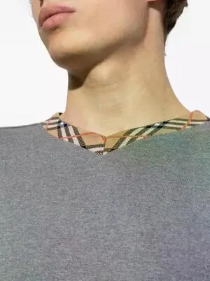 Burberry V-neck Check Trim Sweater