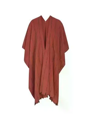 Caravana Bead-embellished Frayed Cape - Red